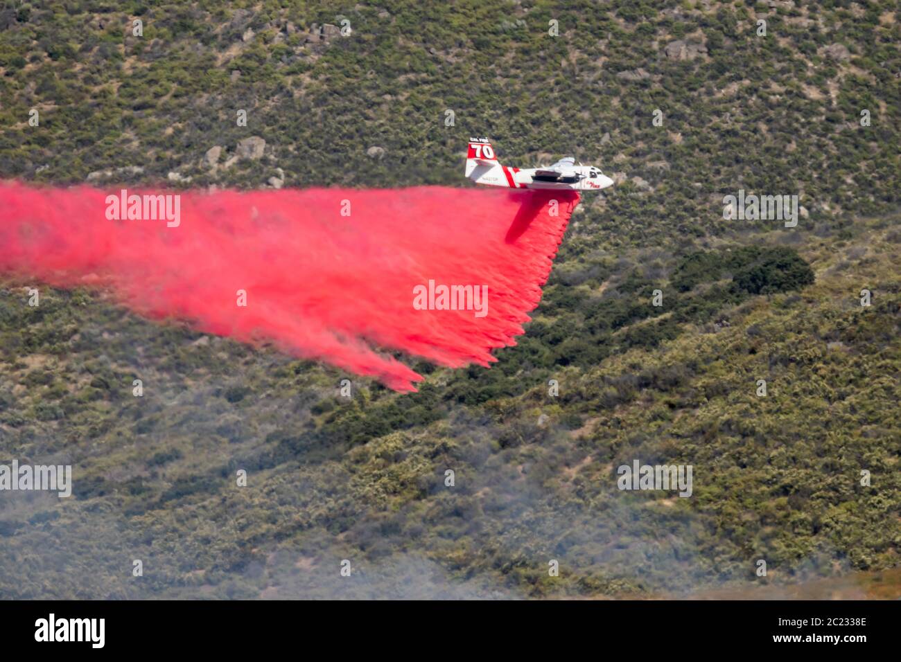 Winchester, CA USA - June 14, 2020: Cal Fire aircraft drops fire ...
