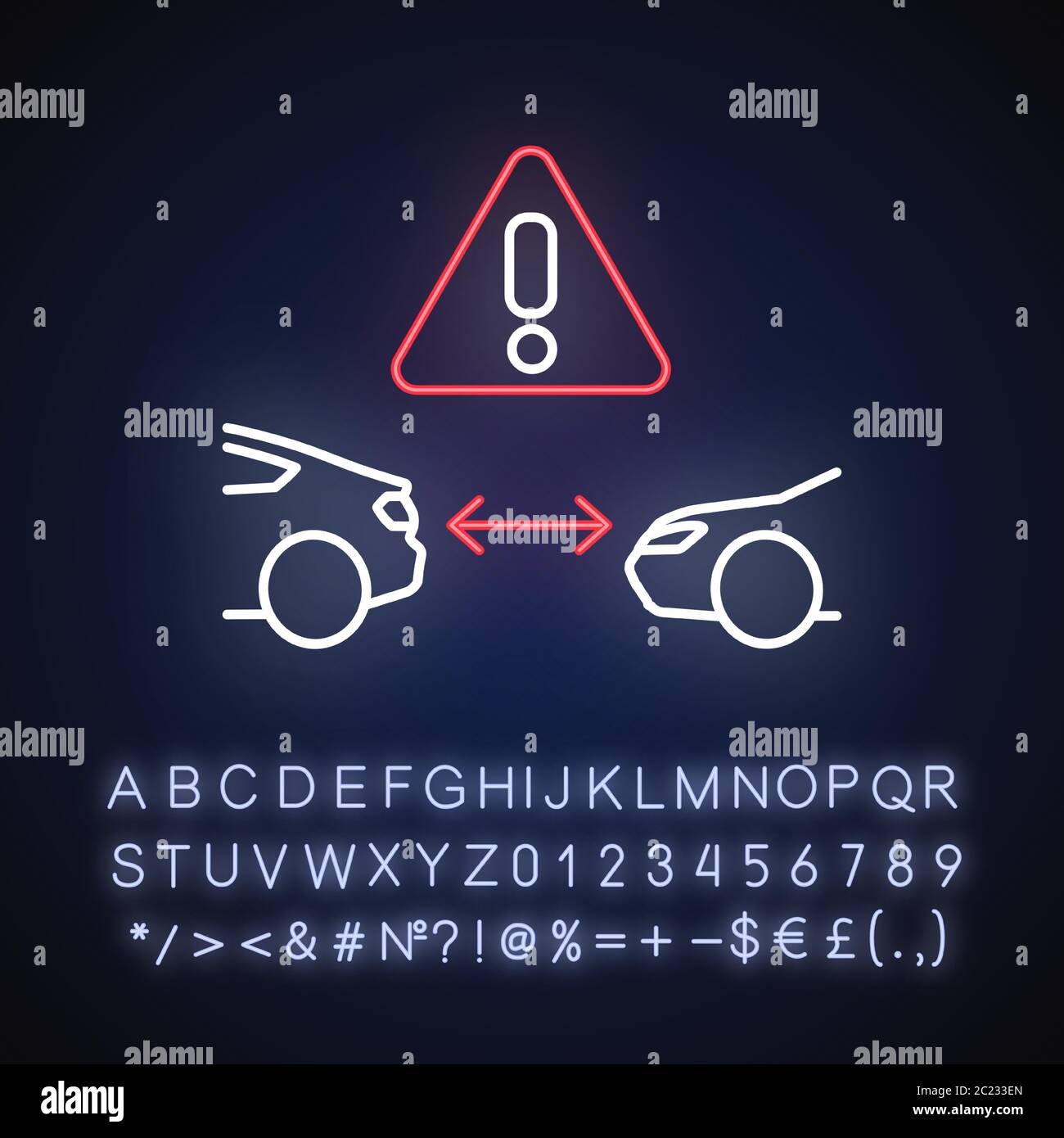 Safe distance between cars neon light icon Stock Vector Image & Art - Alamy