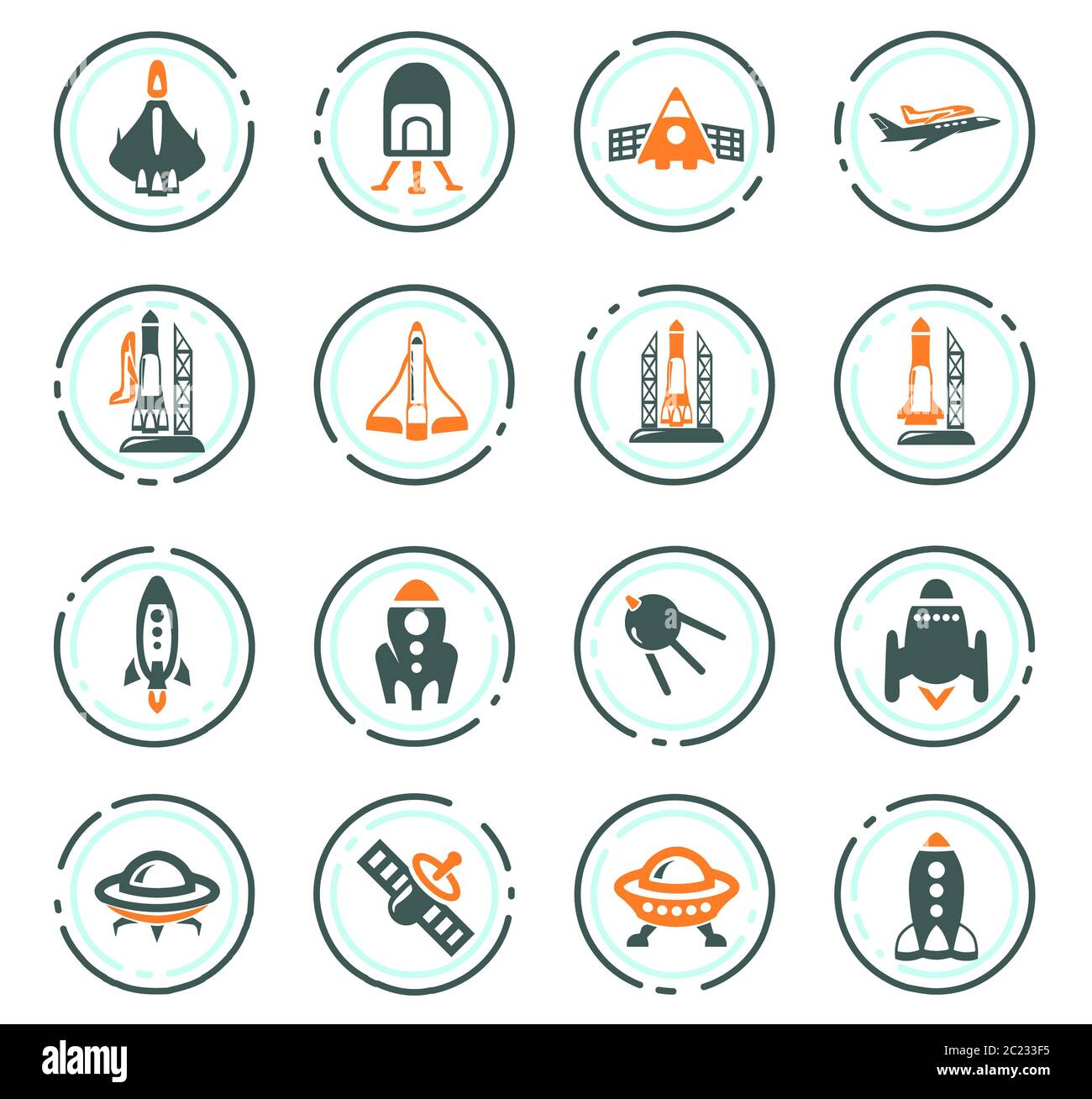 Space platform color vector icons for user interface design Stock Photo ...