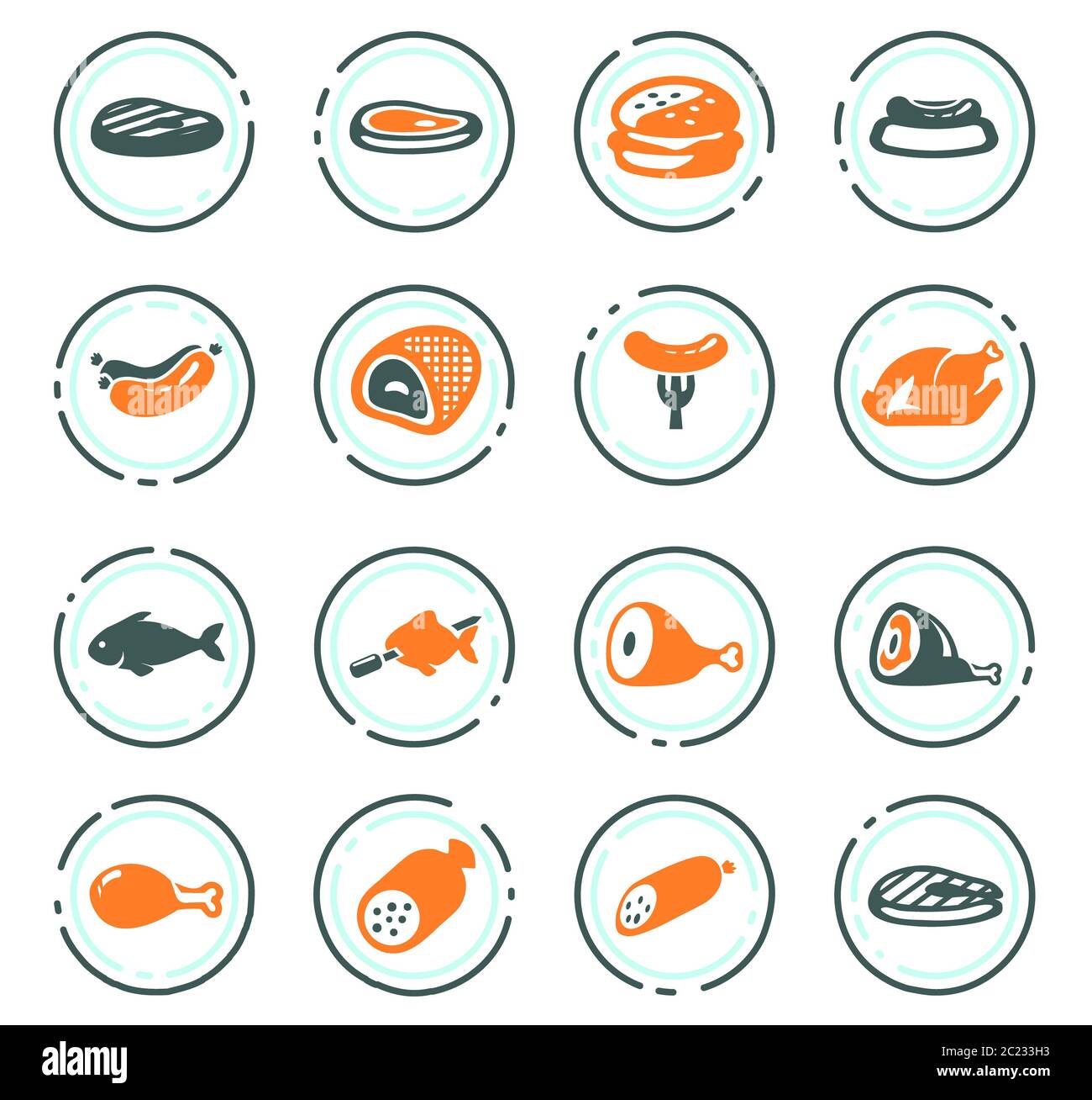Meat and protein color vector icons for user interface design Stock ...