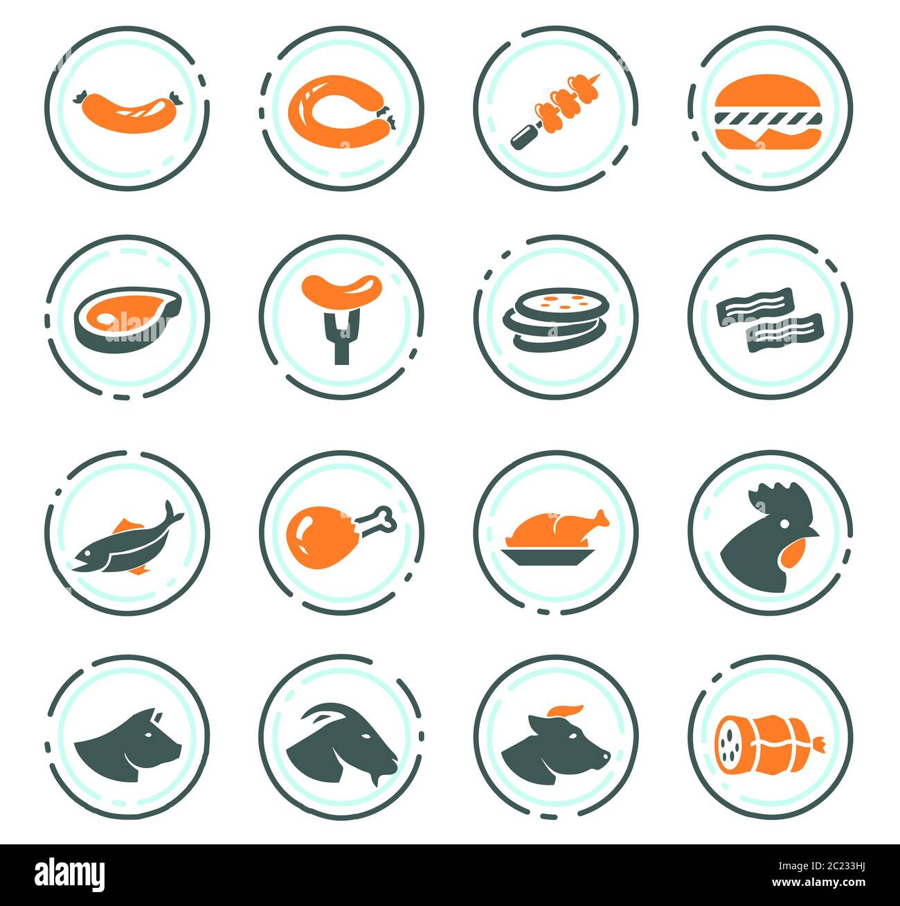 Meat and protein color vector icons for user interface design Stock ...