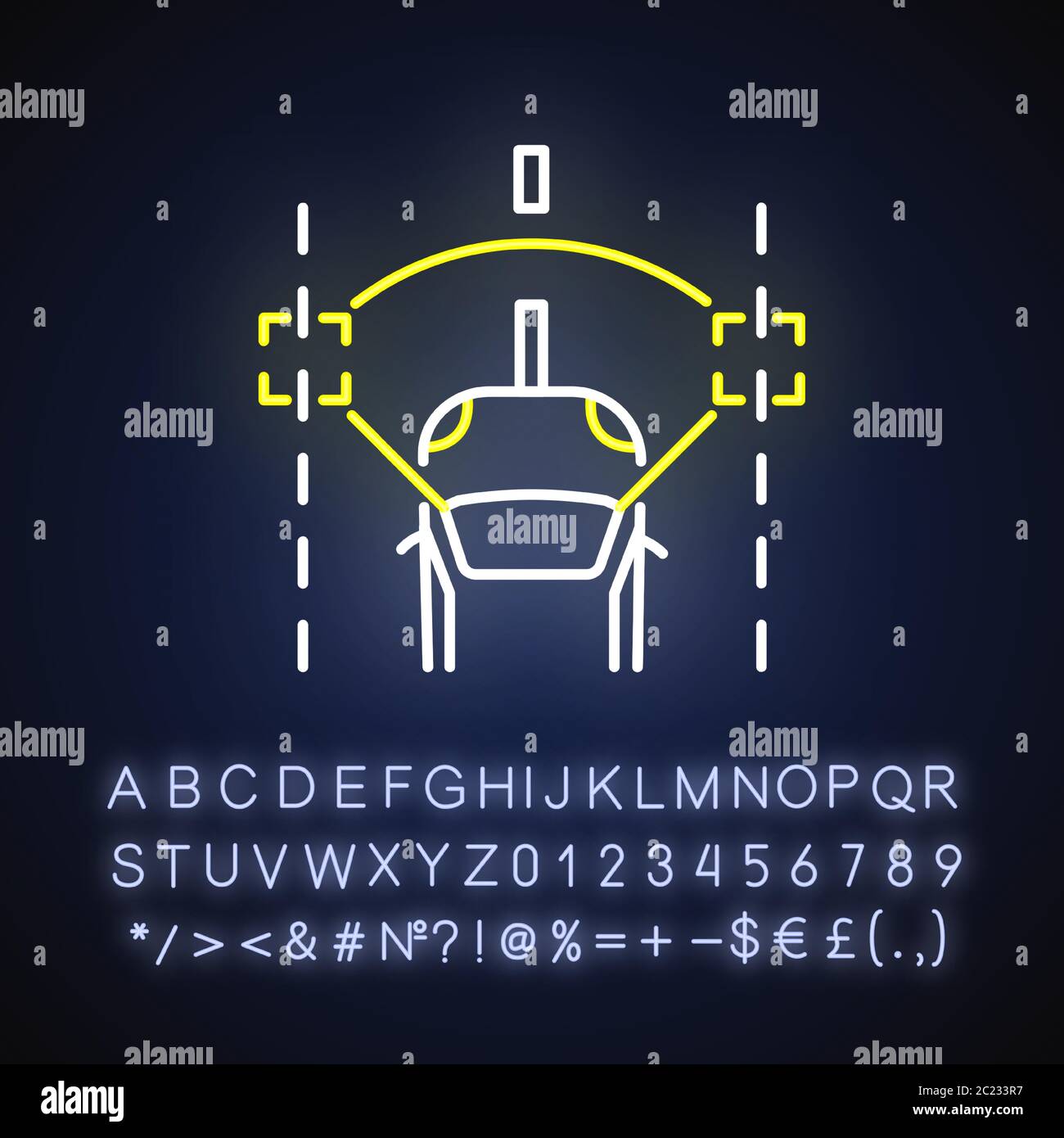 Lane keeping assist neon light icon Stock Vector Image & Art - Alamy
