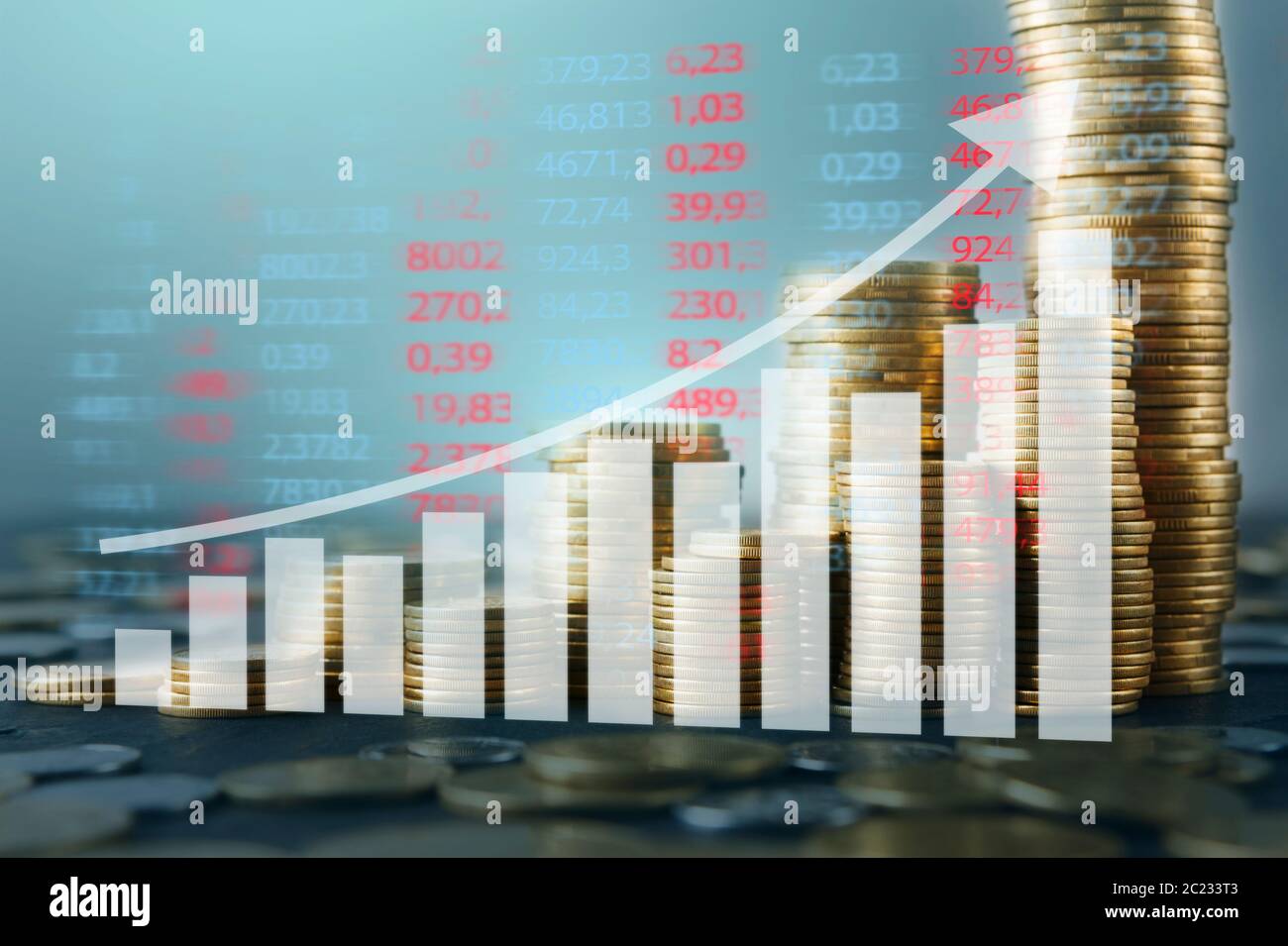 Increasing coins arrow hi-res stock photography and images - Alamy