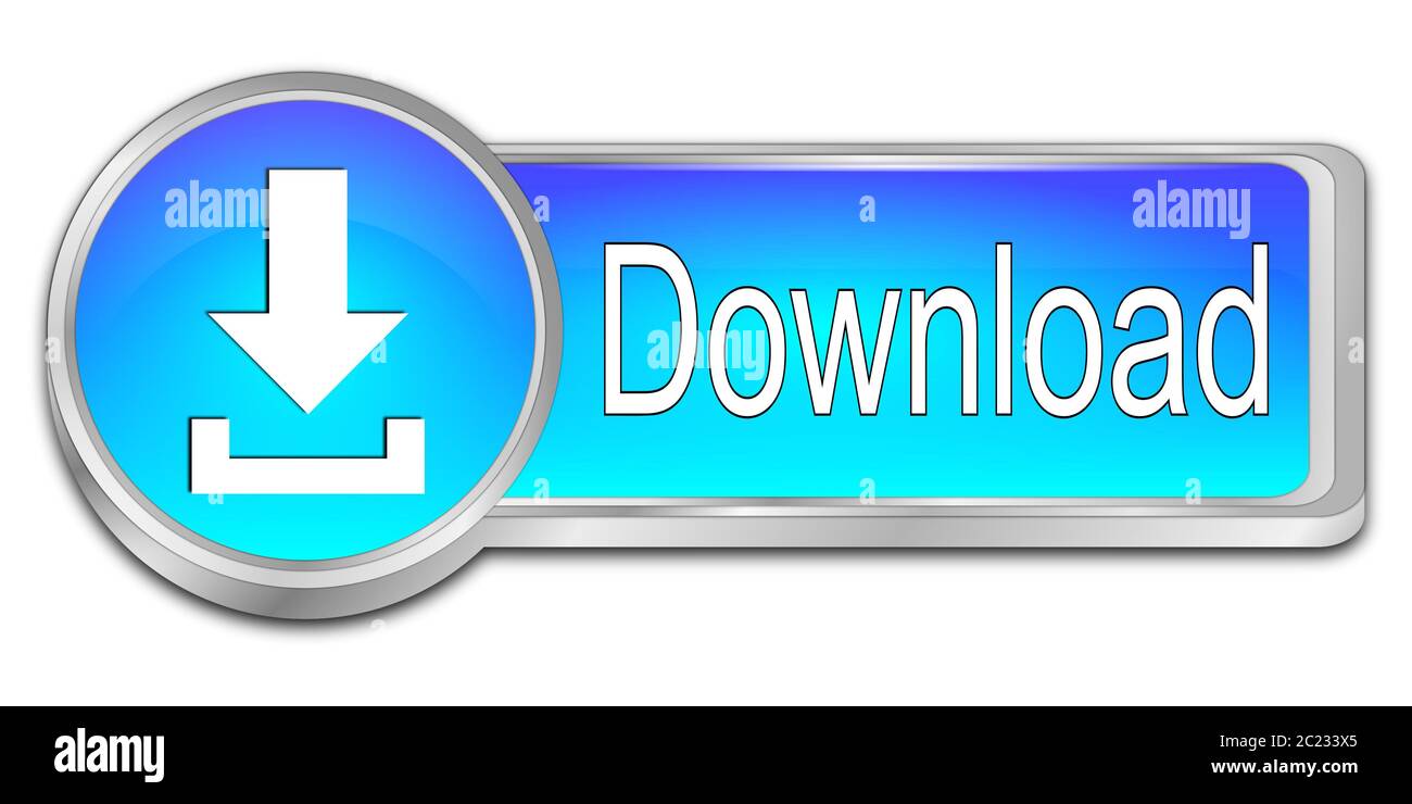 glossy blue Download button - 3D illustration Stock Photo - Alamy