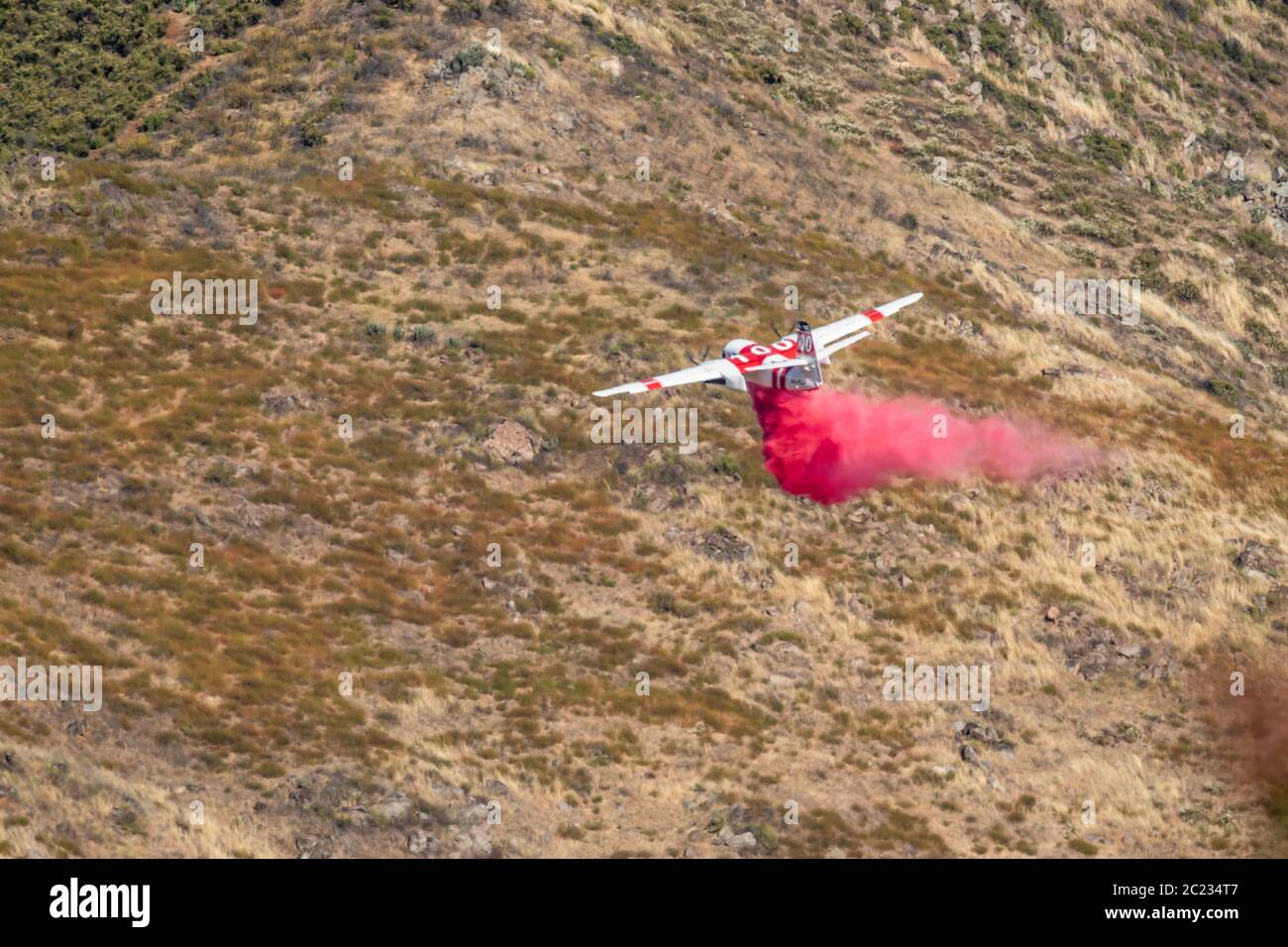Winchester, CA USA - June 14, 2020: Cal Fire aircraft drops fire ...