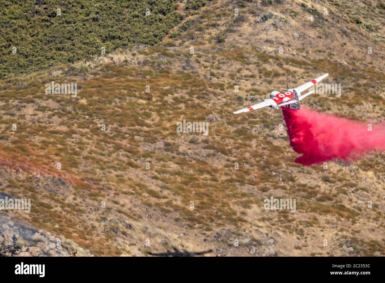 Winchester, CA USA - June 14, 2020: Cal Fire aircraft drops fire ...
