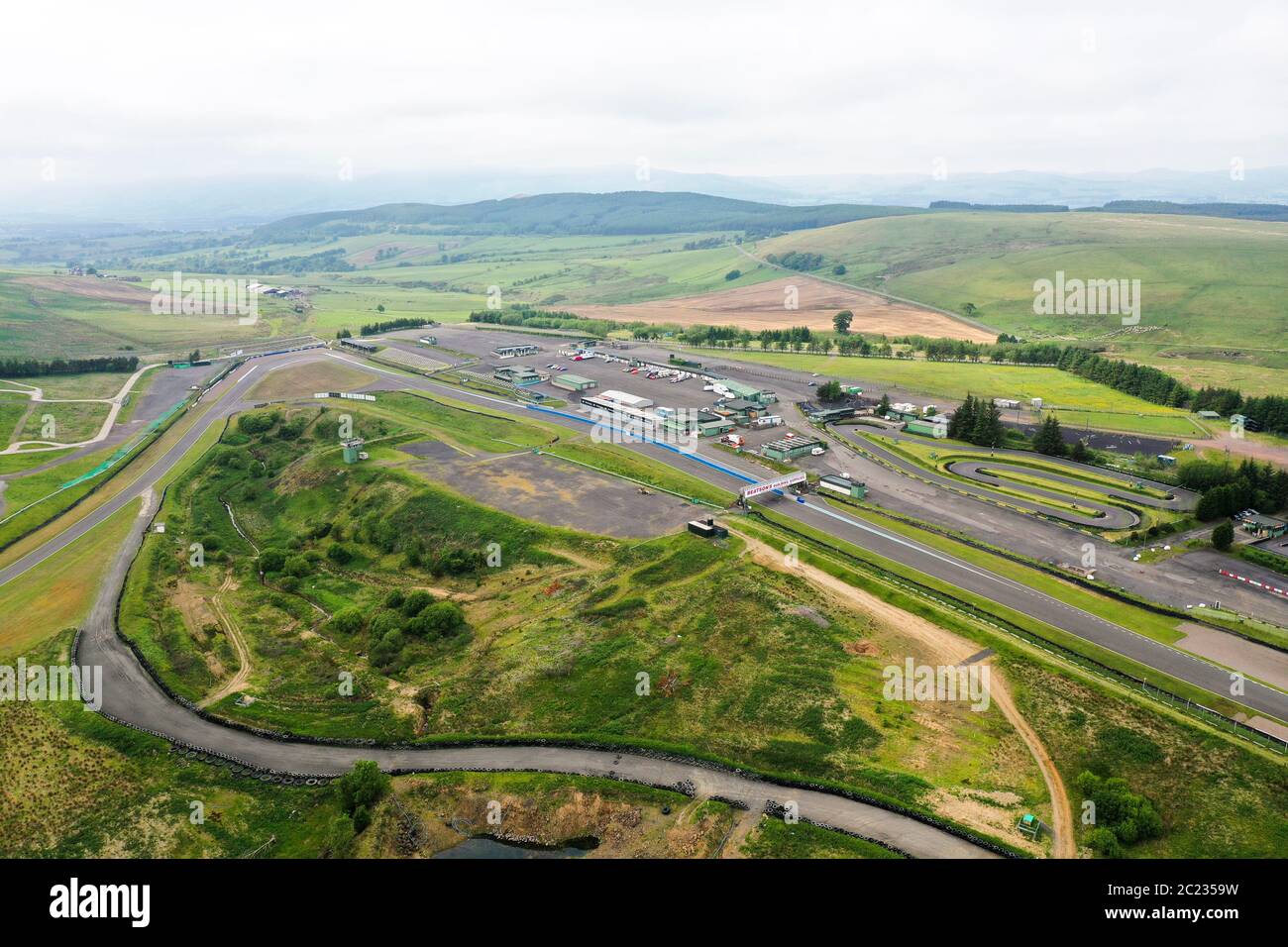 Aerial drone view of Knockhill Racing Circuit Fife Stock Photo - Alamy