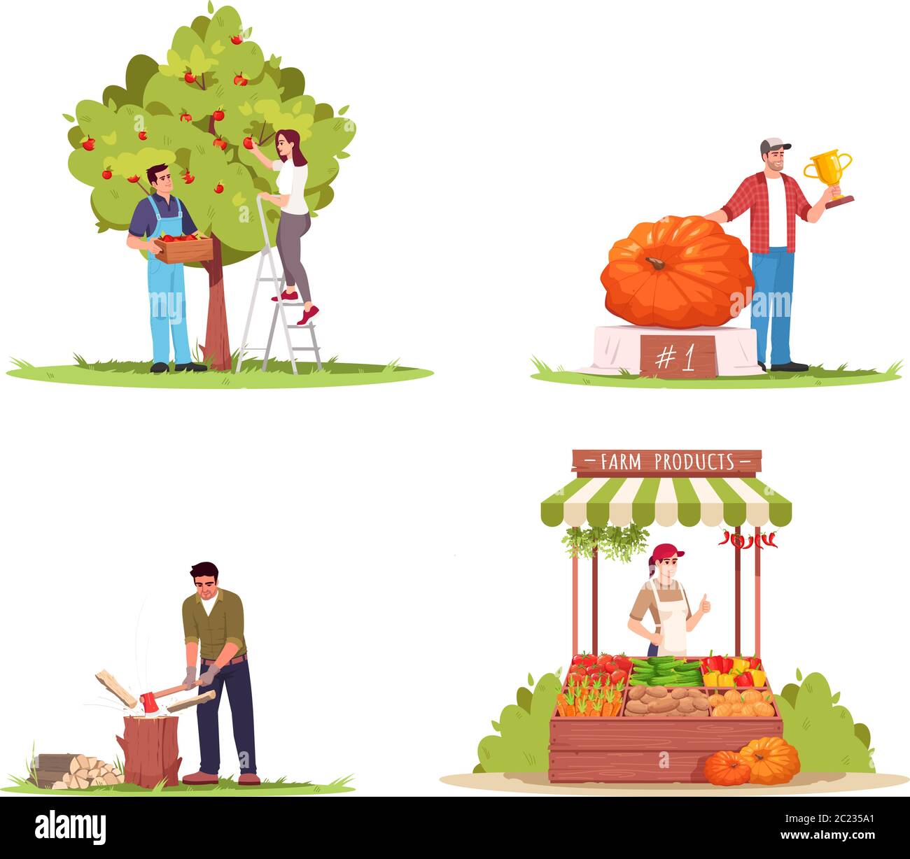 semi flat vector illustration set Stock Vector Image & Art - Alamy