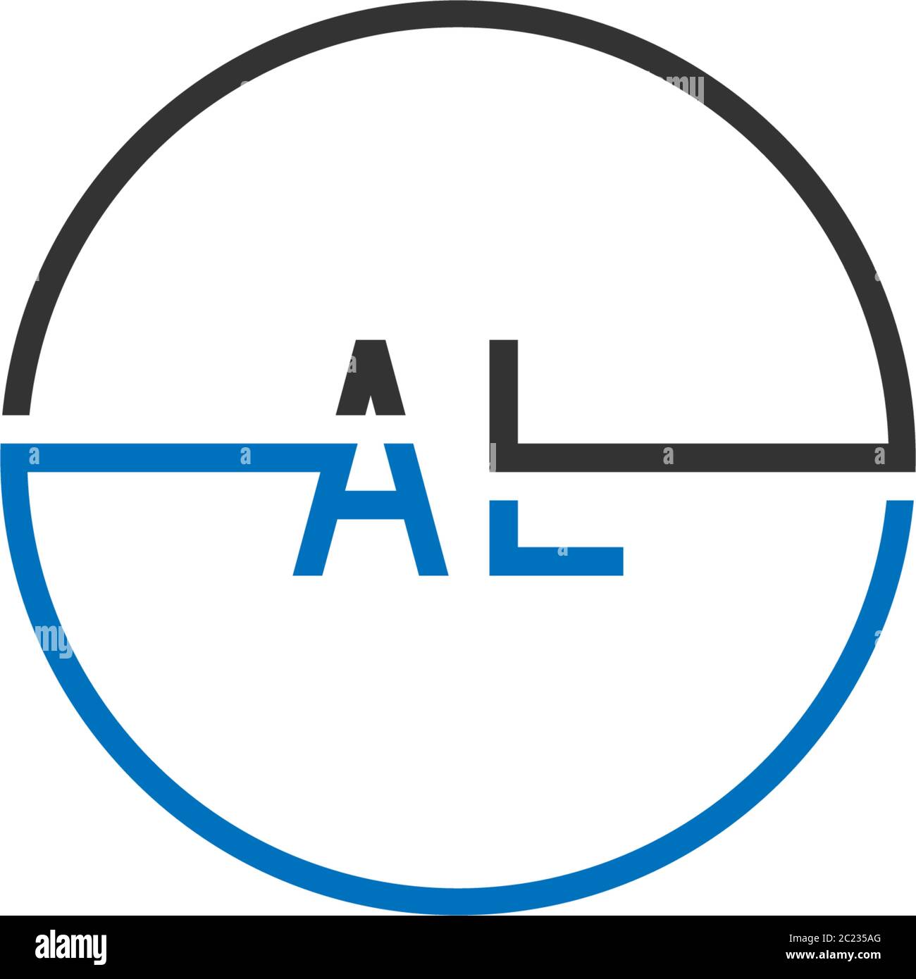 AL logo letter design concept in black and blue color Stock Vector ...