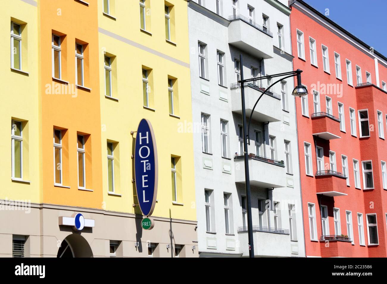 Coloured facades of old buildings Stock Photo - Alamy