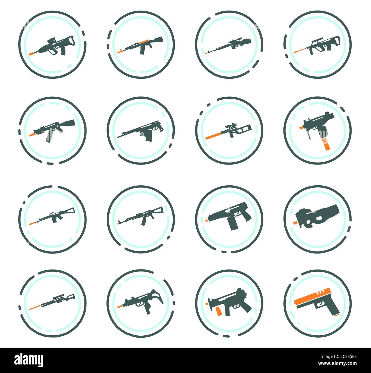 Hand weapons icon set for web sites and user interface Stock Photo - Alamy