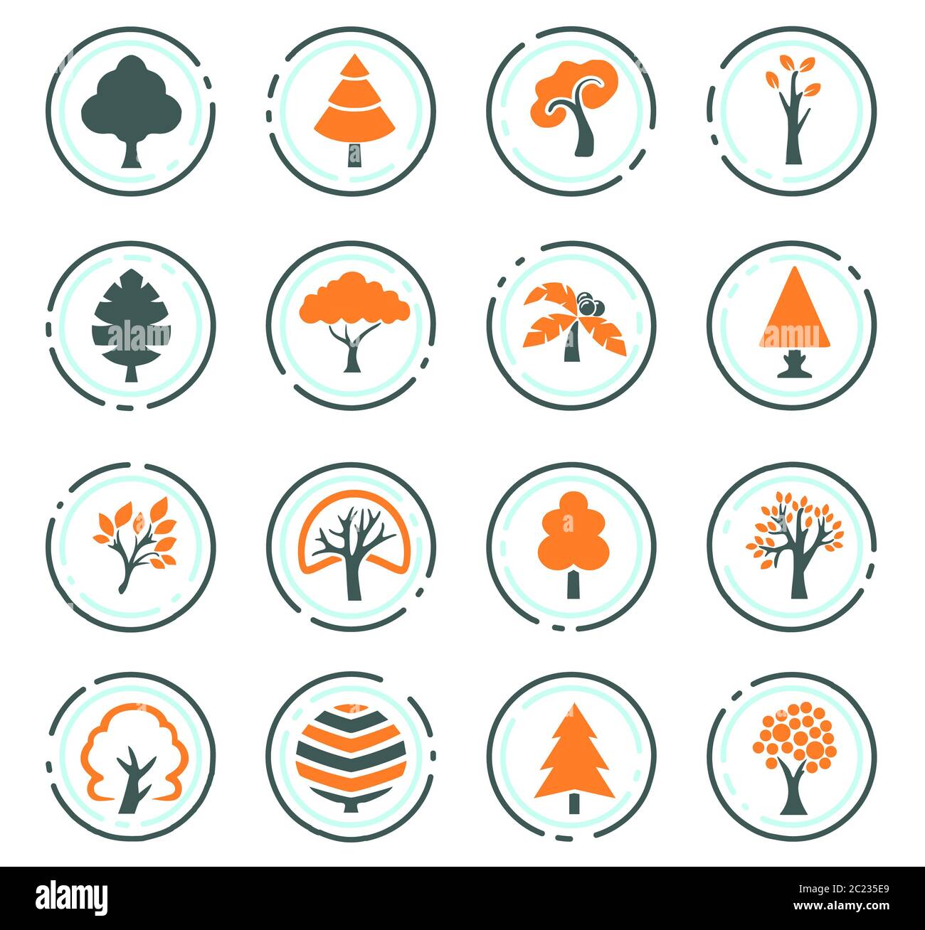 Tree color vector icons for user interface design Stock Photo - Alamy