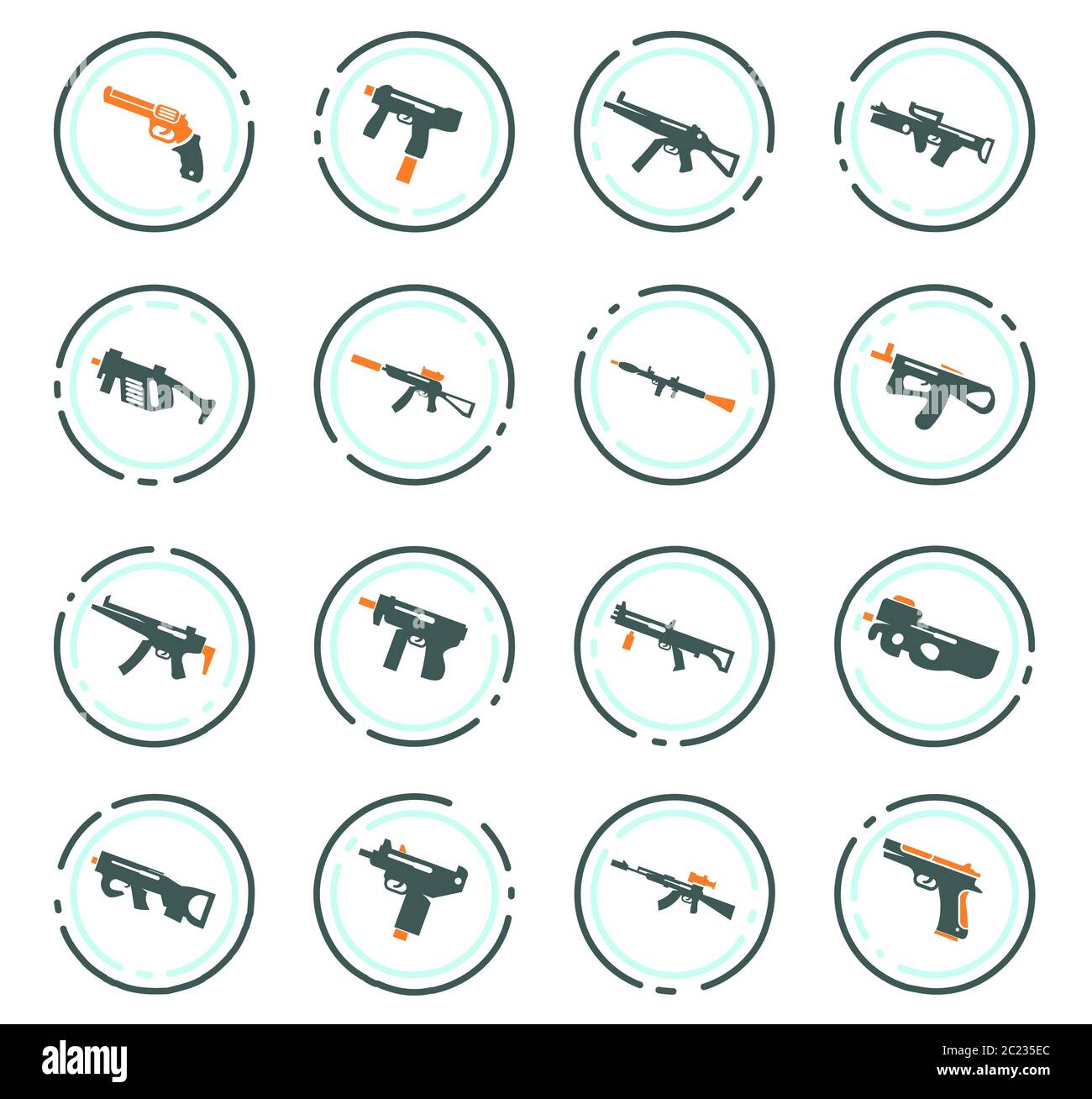 Hand weapons icon set for web sites and user interface Stock Photo - Alamy
