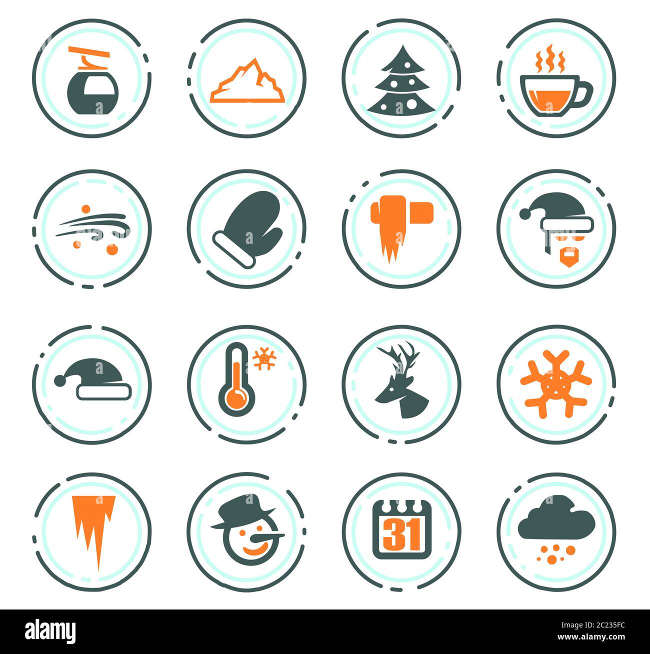 Winter easy color vector icons for user interface design Stock Photo ...