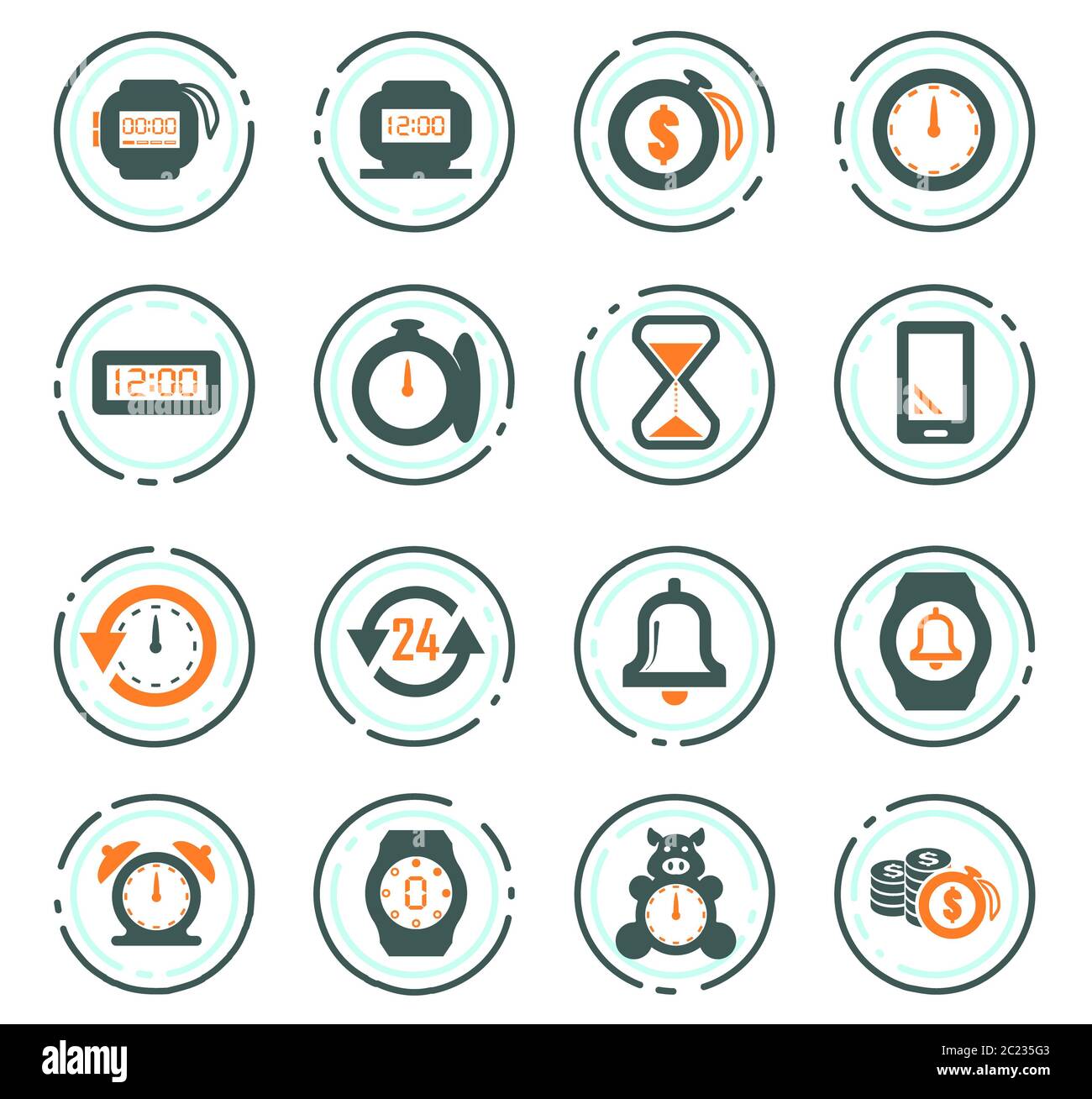 Time color vector icons for user interface design Stock Photo - Alamy