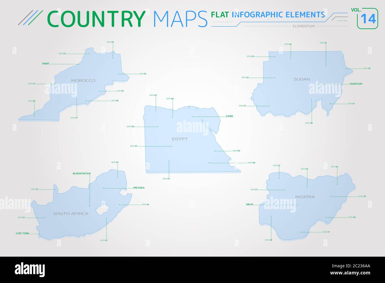 Flat vector maps collection with infographic elements Stock Photo - Alamy