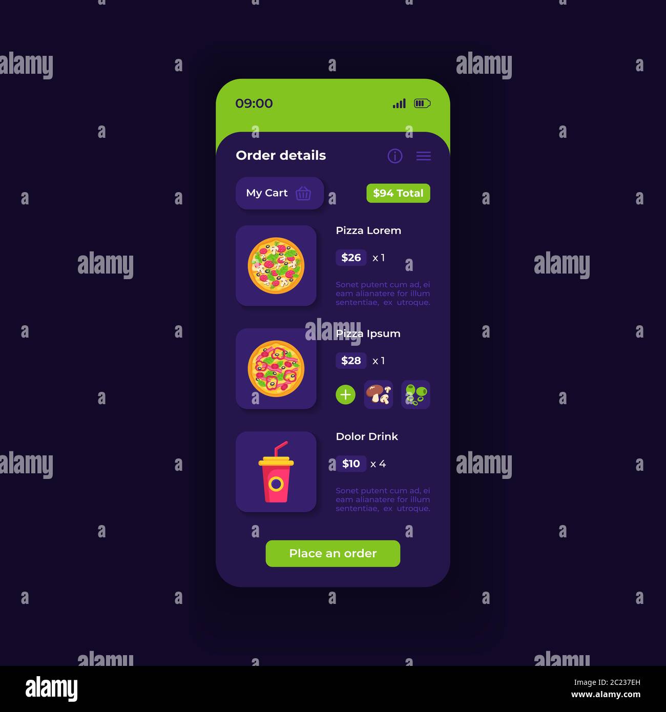 Pizza ordering service app smartphone interface vector template Stock Vector Image & Art - Alamy