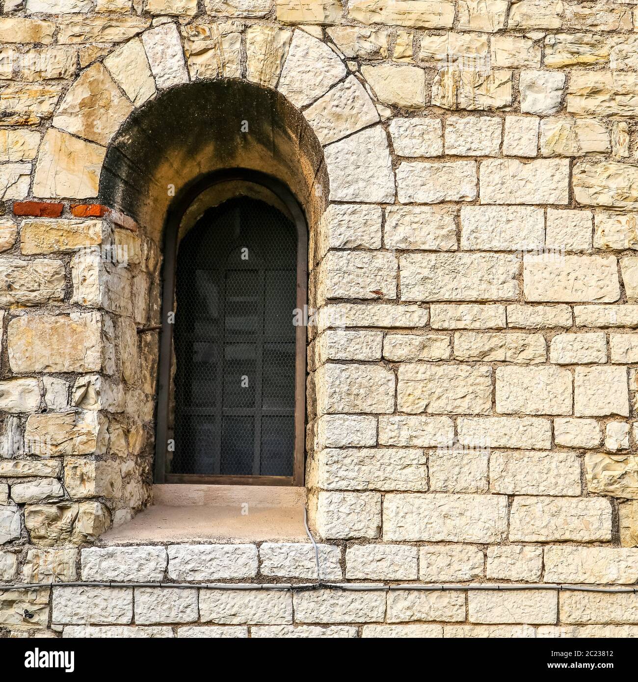 Abstract Stone Wall Background Image with windows. Great for background ...