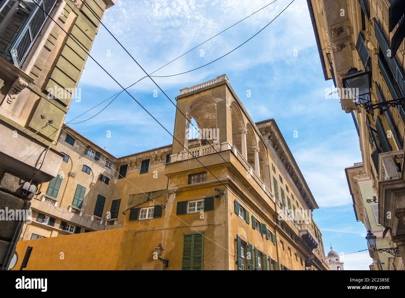 Genoa, Italy - August 20, 2019: Beautiful view of old buildings and ...