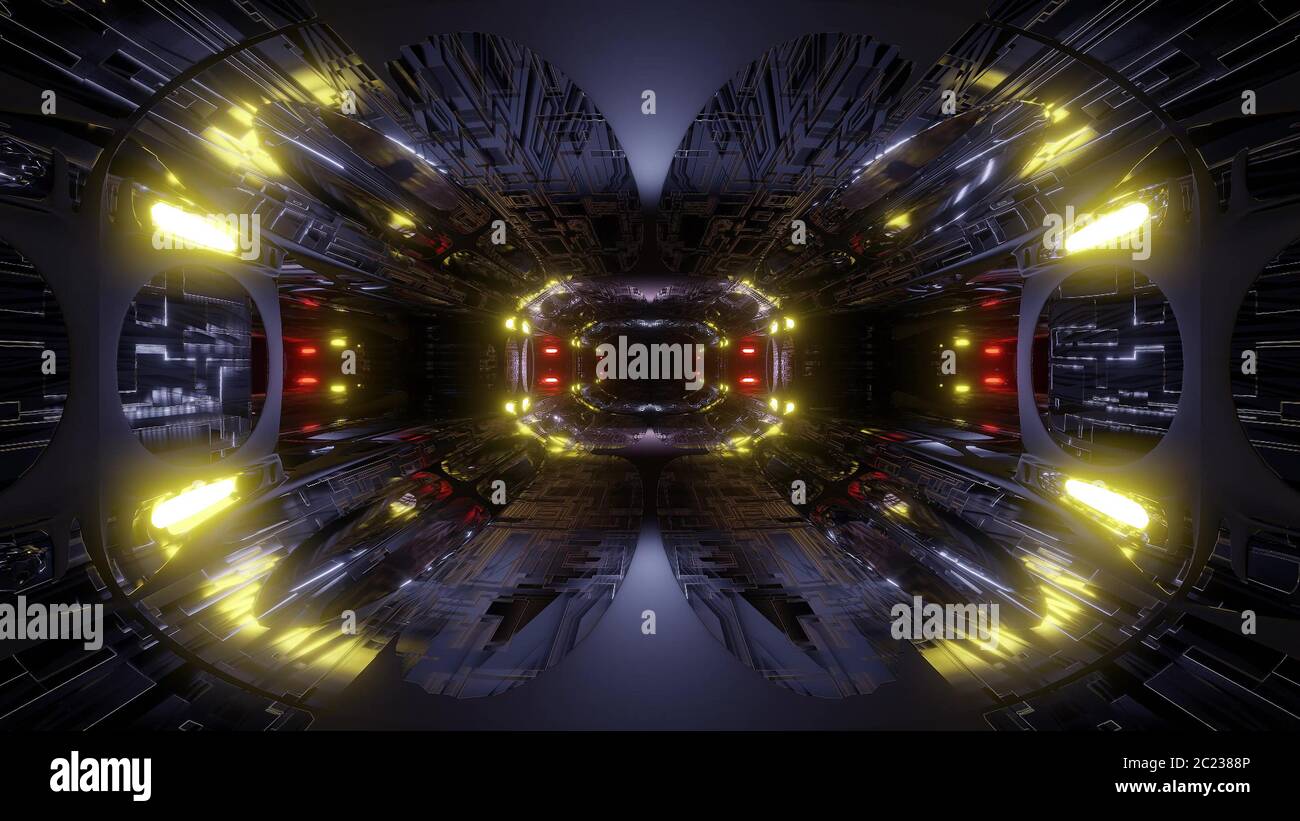 futuristic science-fiction tunnel corridor 3d illustration background ...