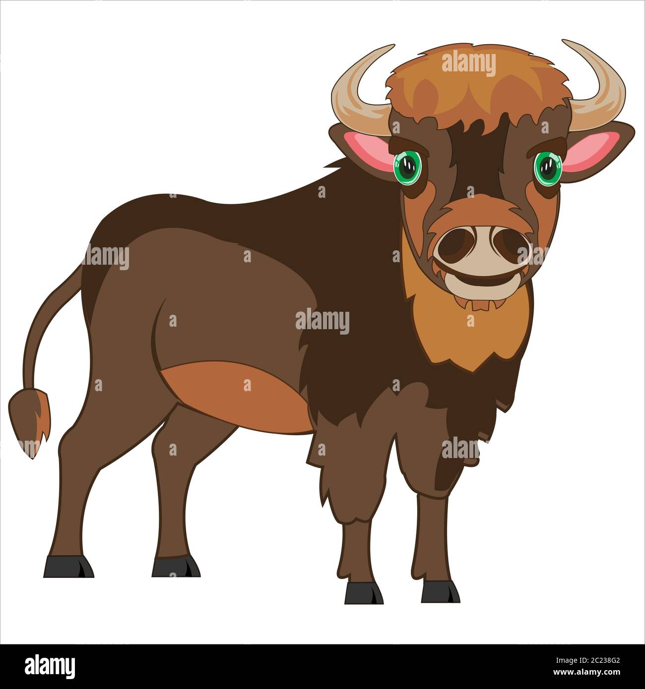 Vector illustration of the wildlife bison from the side drawing baby ...