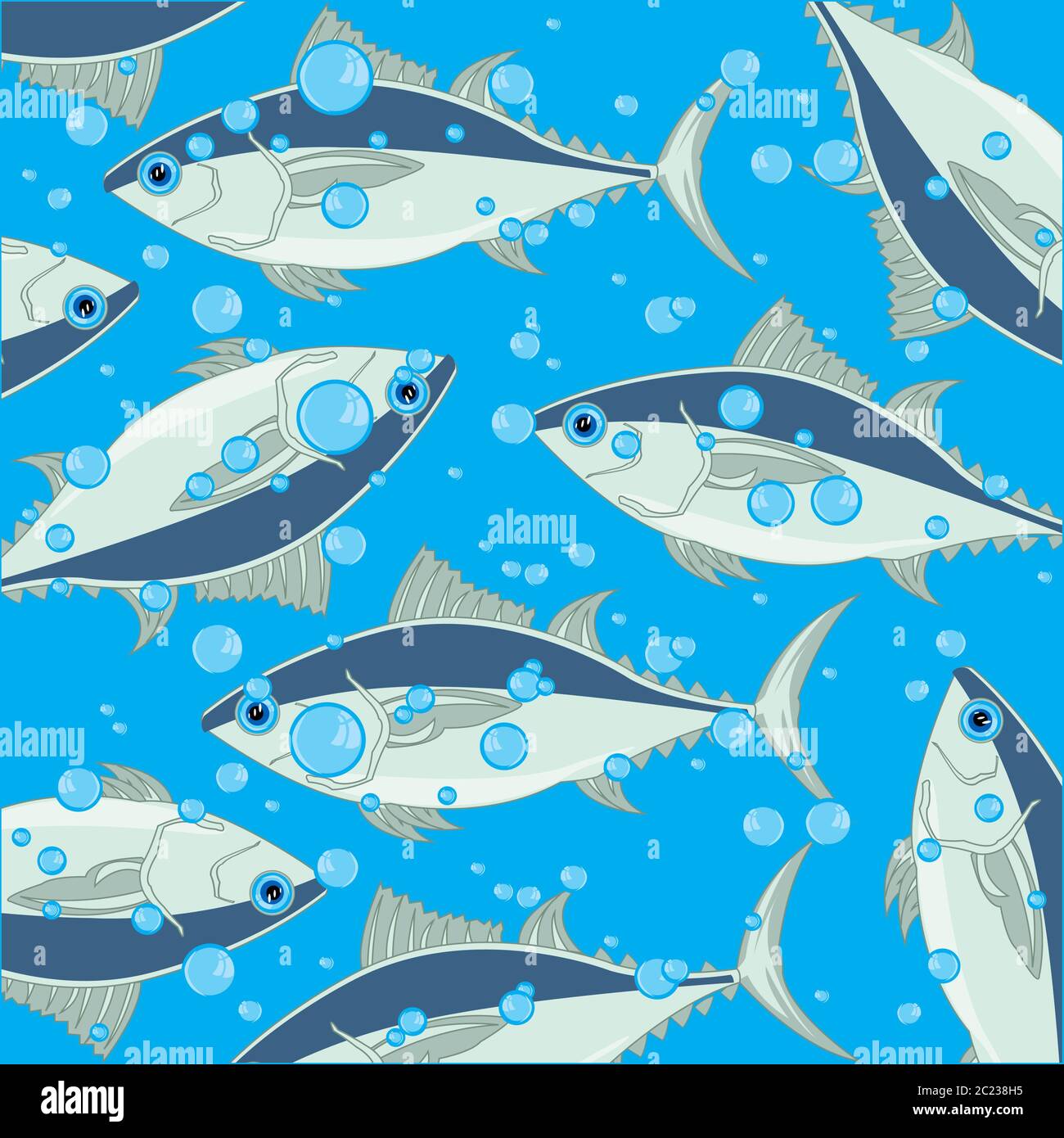 Vector illustration of the sea decorative fish pattern tunny Stock ...