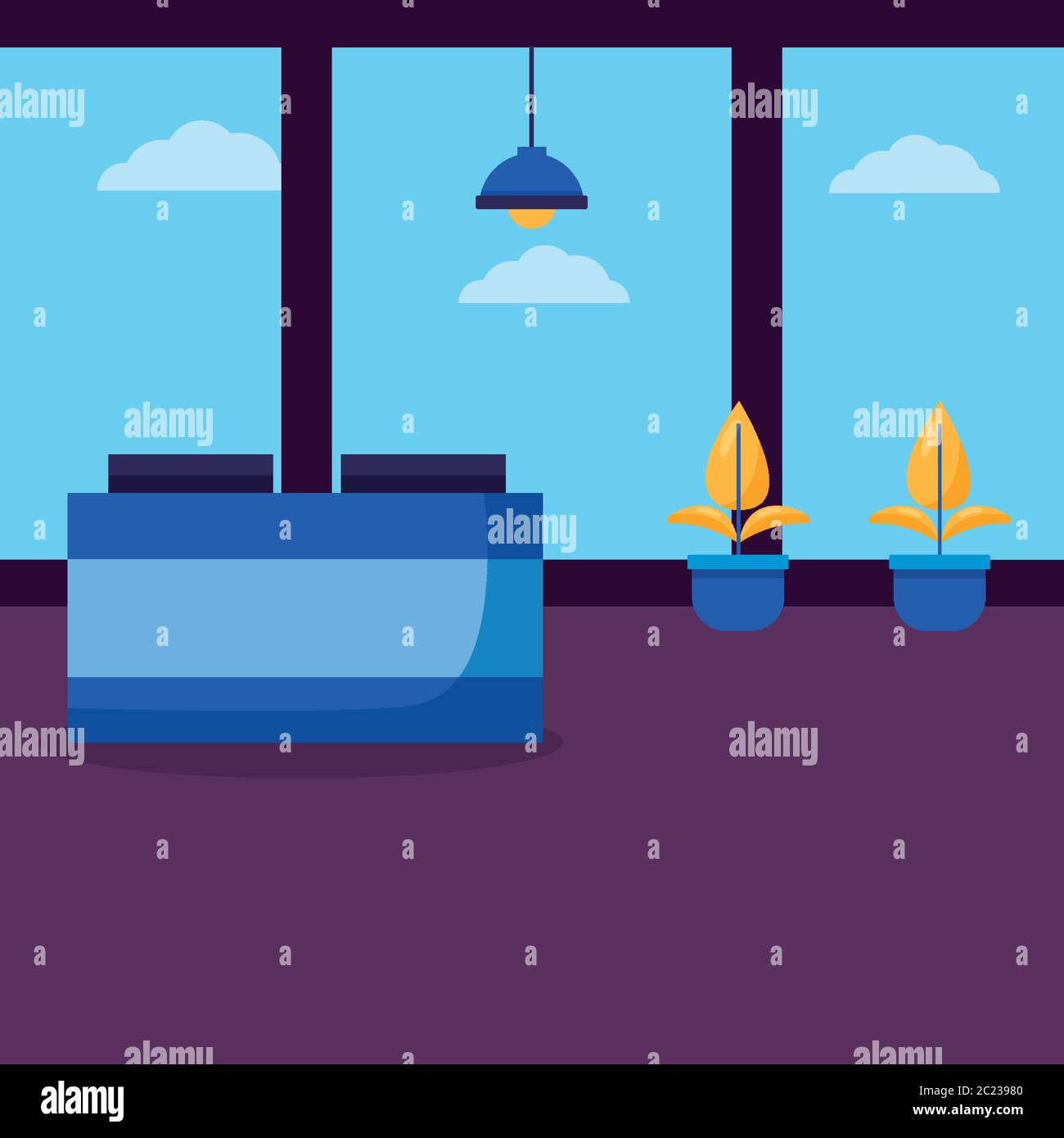 reception with plants design, Airport travel trip tourism transport ...