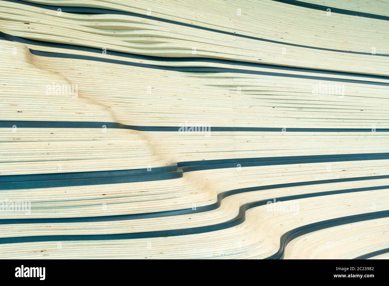 Wall structure of wood with wave pattern in horizontal lines Stock ...