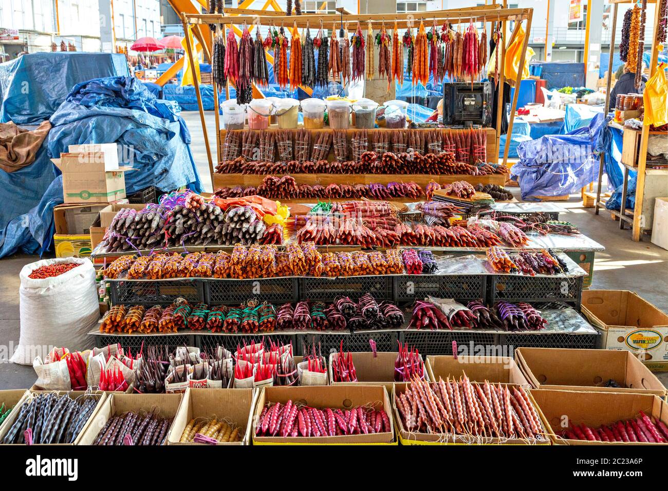 Georgian traditional candies known as churchkhela, in Tbilisi, Georgia ...