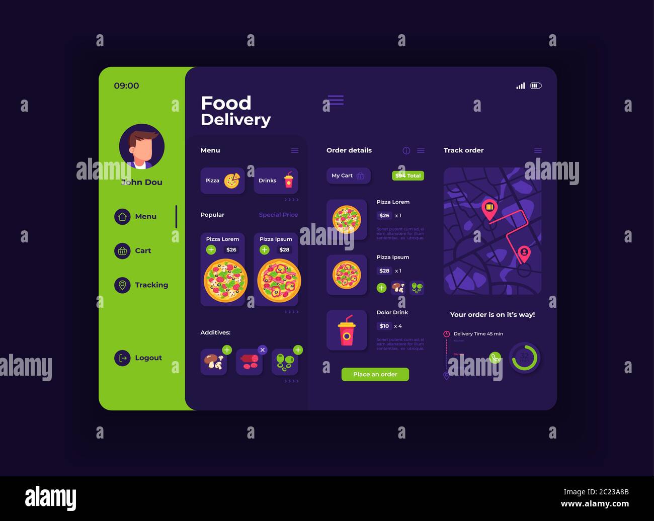 Food delivery tablet interface vector template Stock Vector Image & Art ...