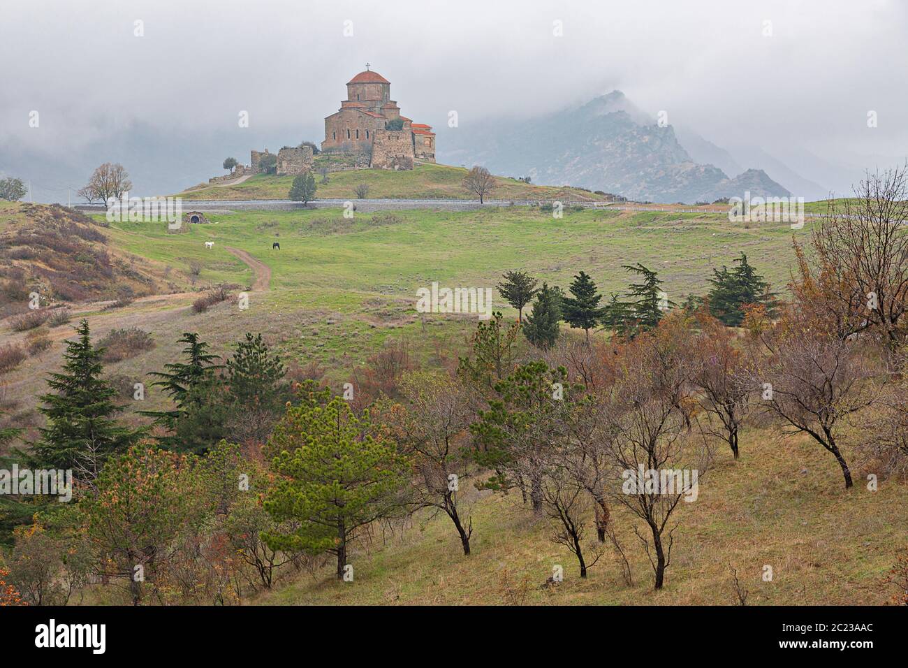View over the Jvari church in Mtskheta Georgia, Caucasus Stock Photo ...