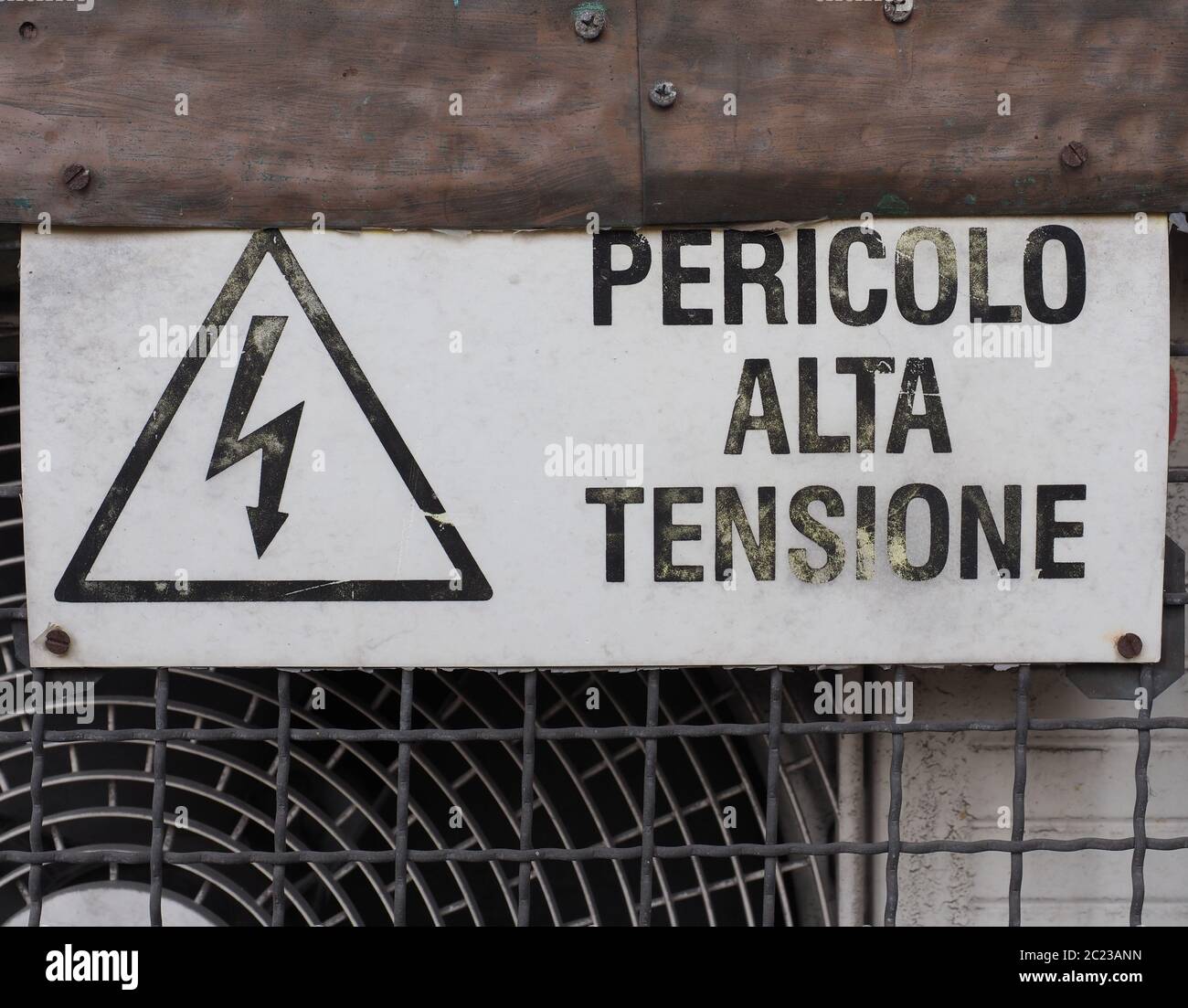 Italian warning sign Pericolo Alta Tensione (meaning Danger High ...