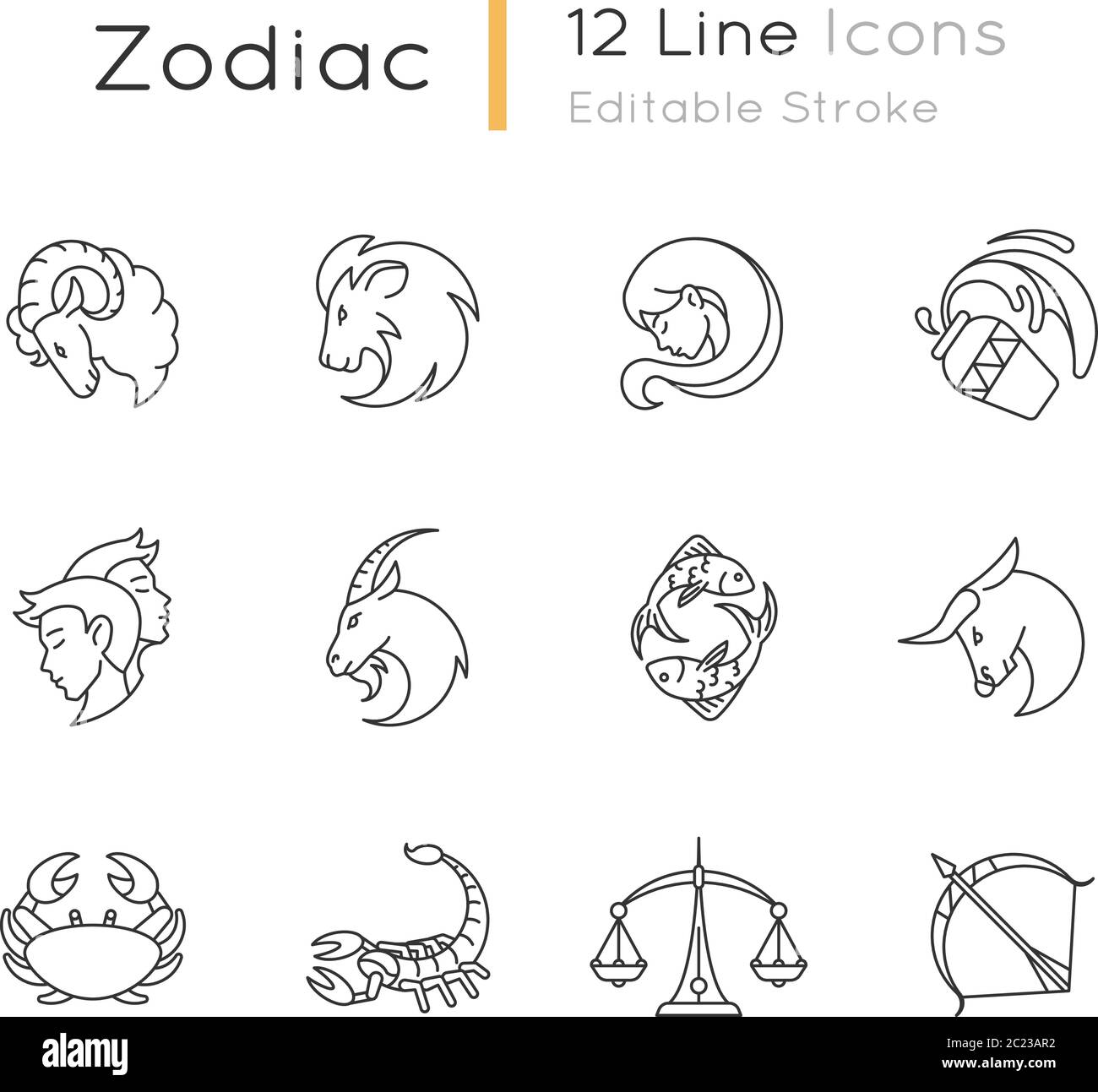 Zodiac signs pixel perfect linear icons set Stock Vector Image & Art ... Zodiac signs pixel perfect linear icons set Stock Vector Image & Art ...