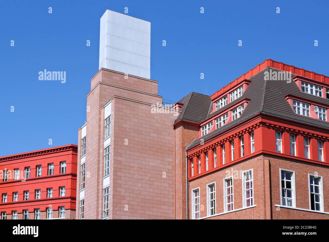 Red office building Stock Photo - Alamy