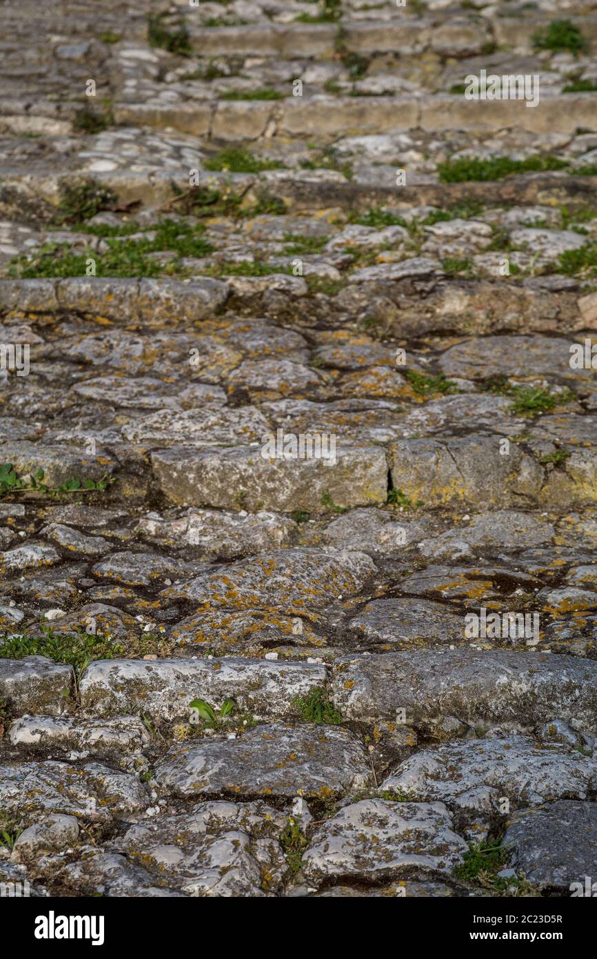 Detail of the historic pavement structure on the street in the center ...