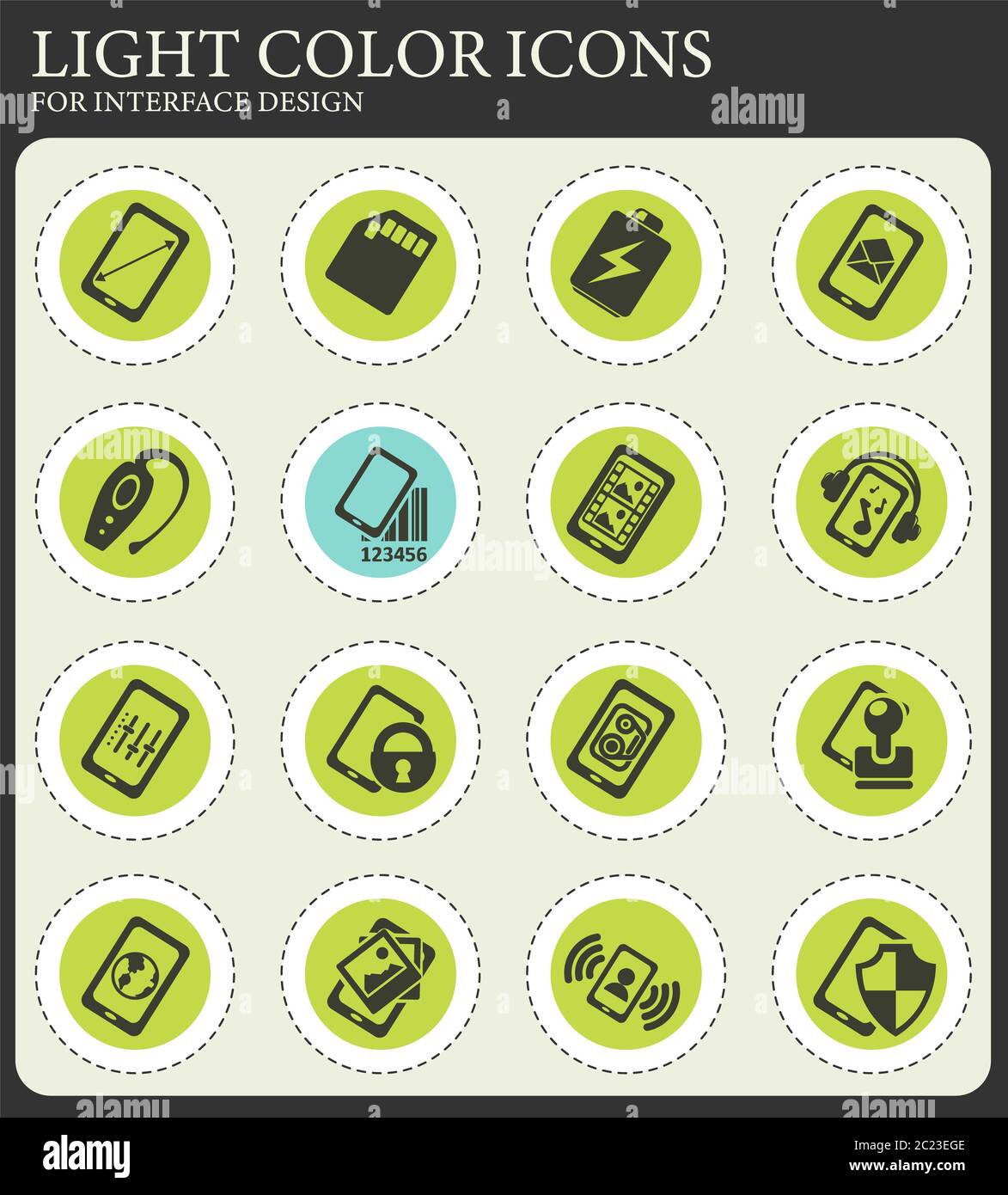 Mobile or cell phone, smartphone, specifications and functions icons ...