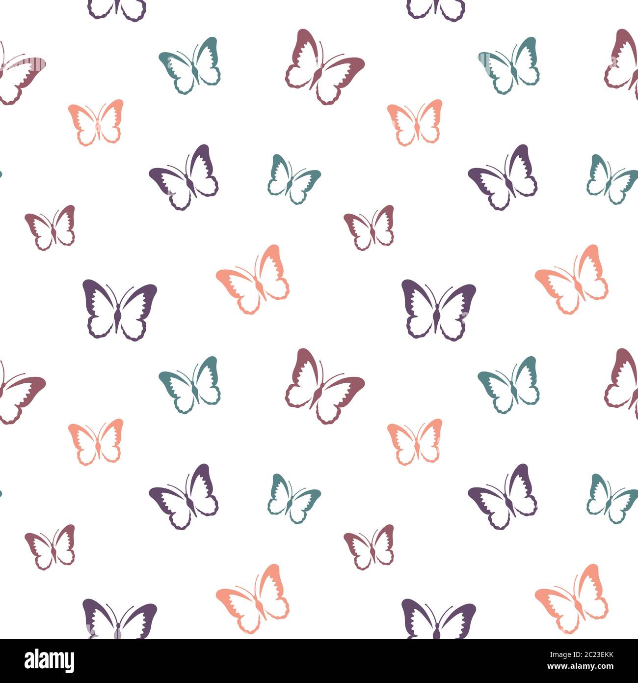 Butterflies in pastel colors seamless pattern. Butterfly design for ...