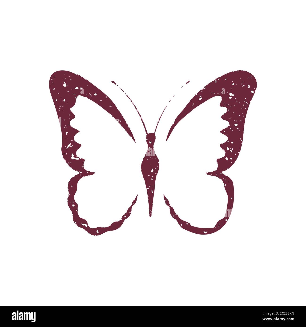 Butterfly with rustic, grunge texture vector illustration. Stamp effect ...