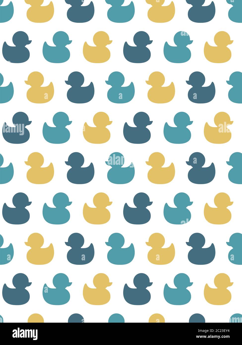 Duckling colorful seamless pattern in yellow and blue. Ducks print ...