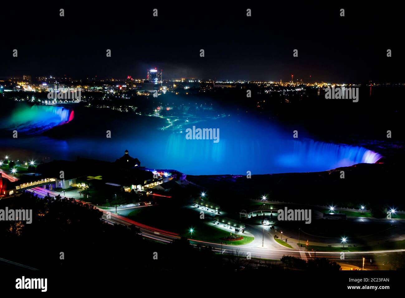 Fantastic Niagara Falls view with Colorful Lights at night, Canadian ...