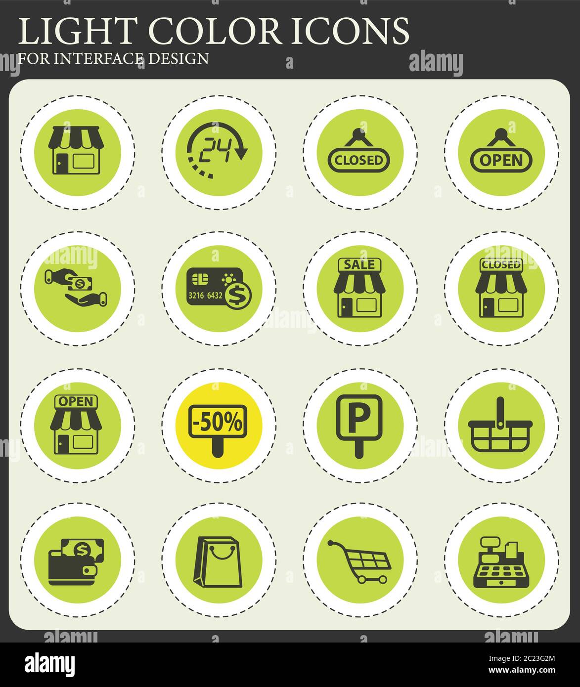shop vector icons for web and user interface design Stock Photo - Alamy
