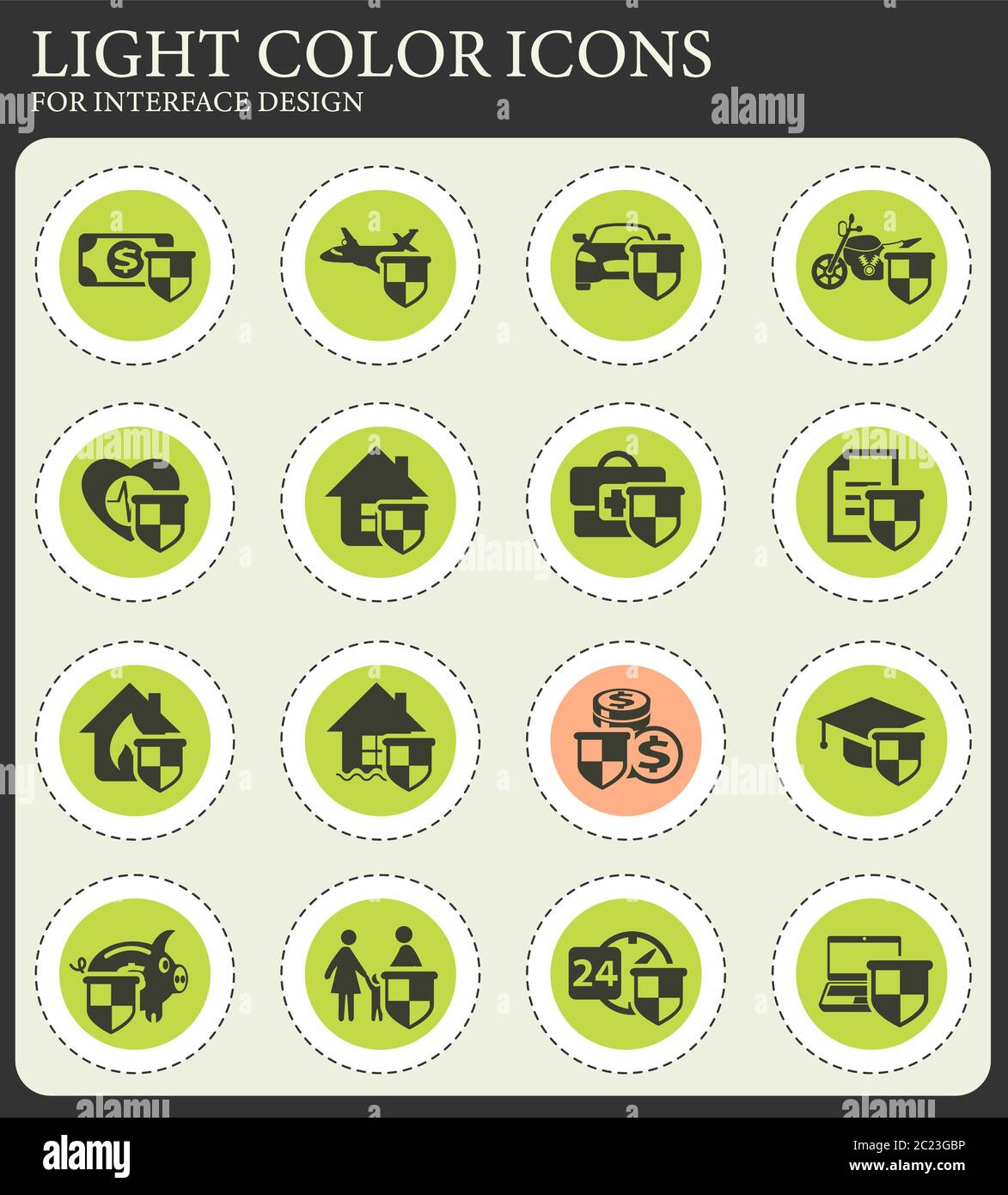 insurance vector icons for web and user interface design Stock Photo ...