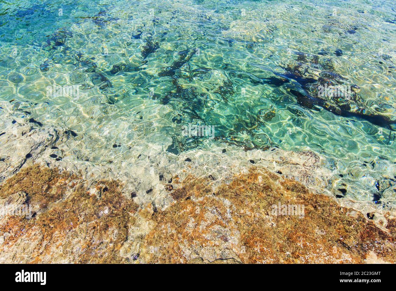 Sea view surface of beautiful color of bright turquoise water ...