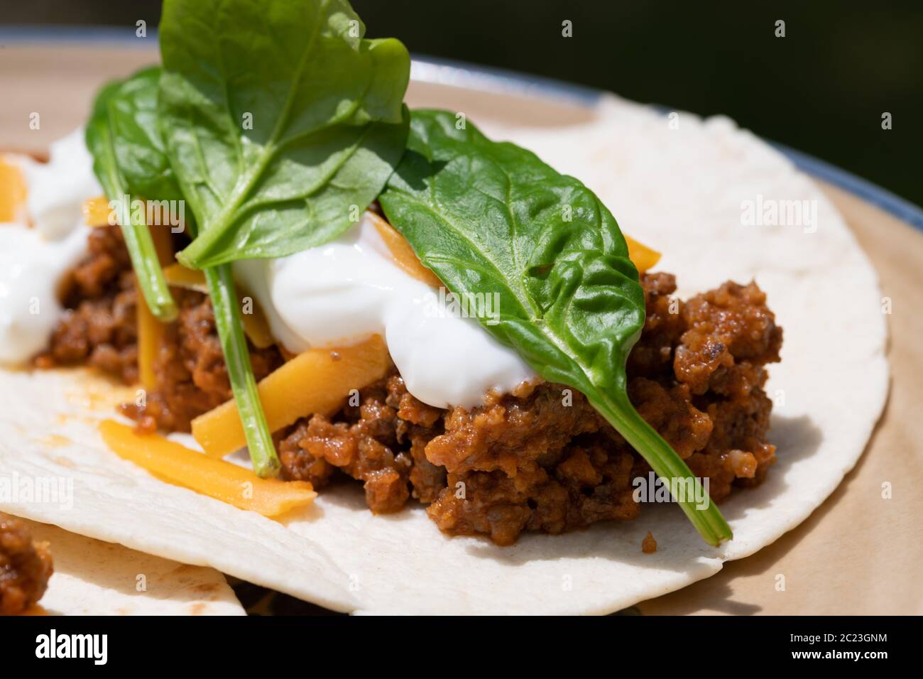 Close up Fresh Tacos With Lots of Toppings Stock Photo - Alamy