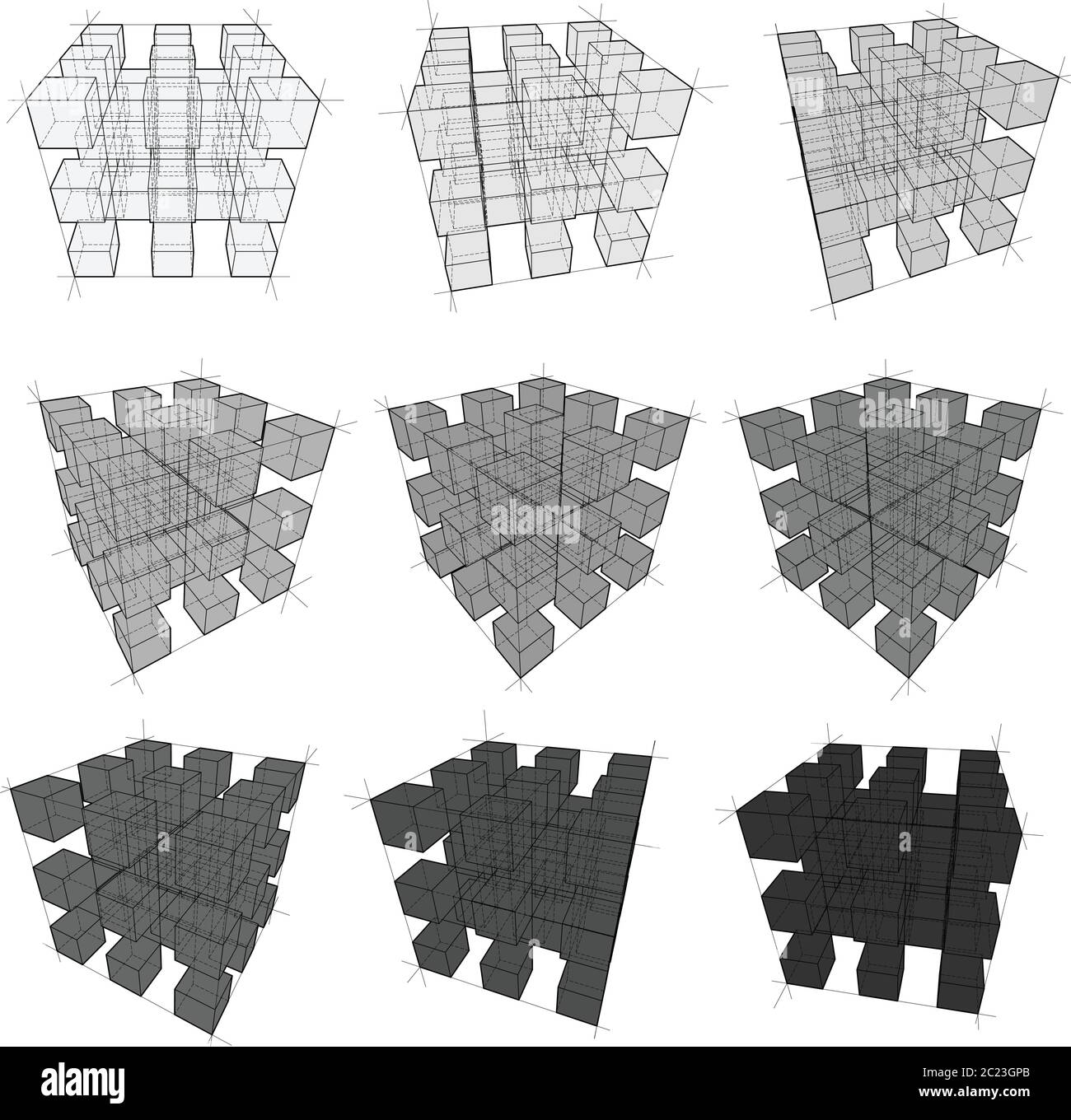 collection of design elements composed of cubes Stock Vector Image ...