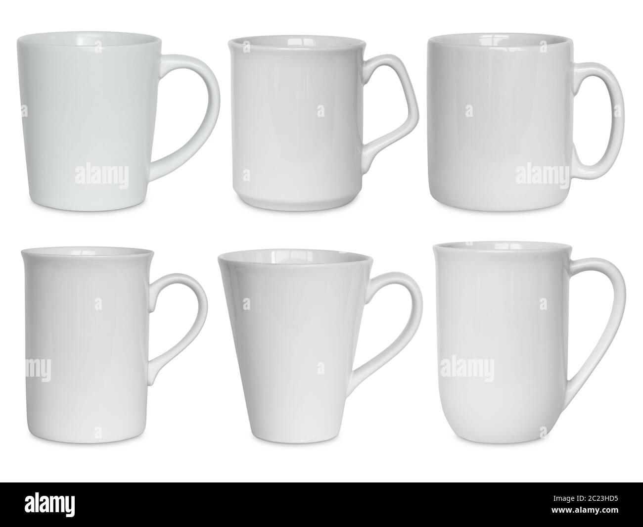 white cups set isolated on white with clipping path Stock Photo - Alamy