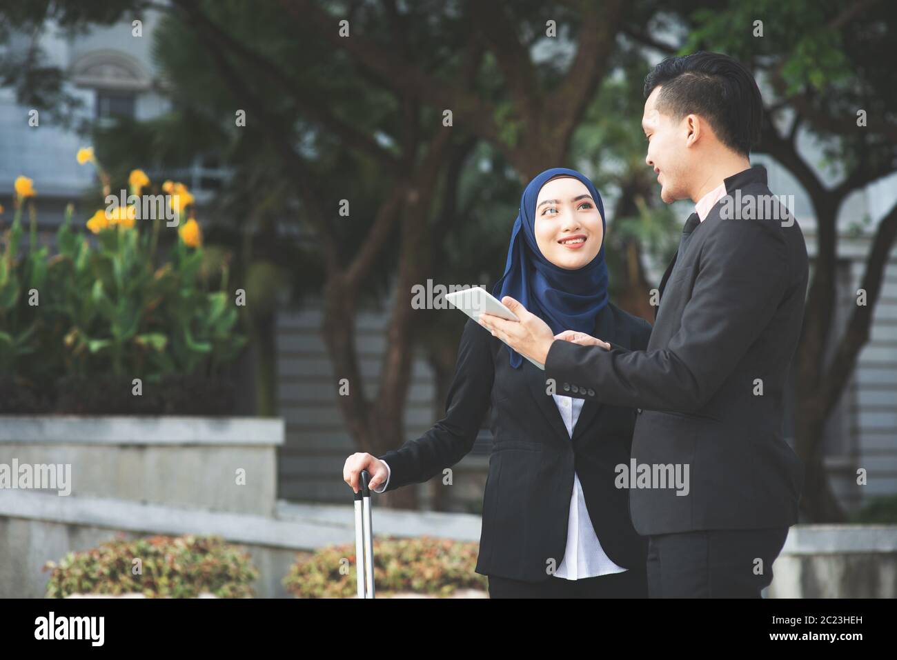 Talking outdoor hi-res stock photography and images - Alamy