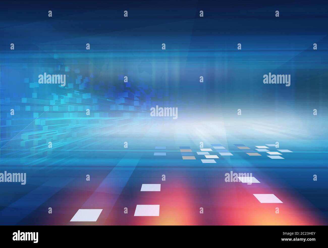 Graphical abstract technology background, light rays on blue background ...