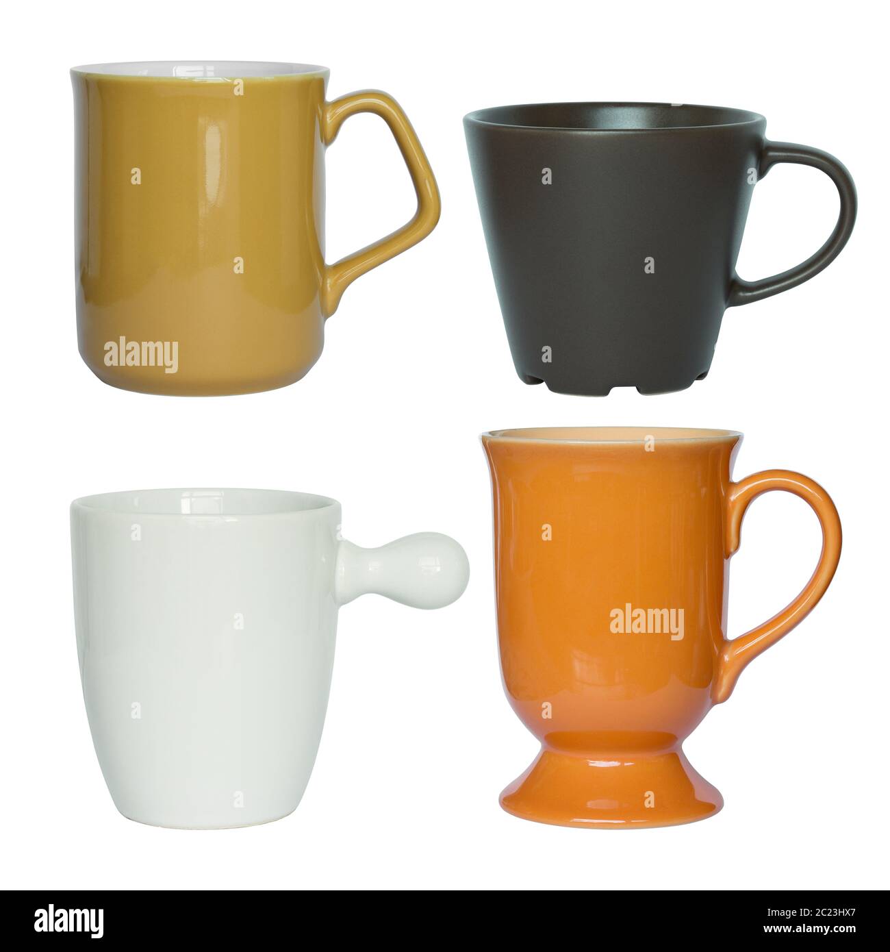 Cups set isolated on white with clipping path Stock Photo - Alamy