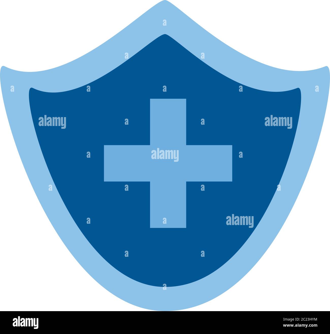 cross inside shield design of medical care and covid 19 virus theme ...